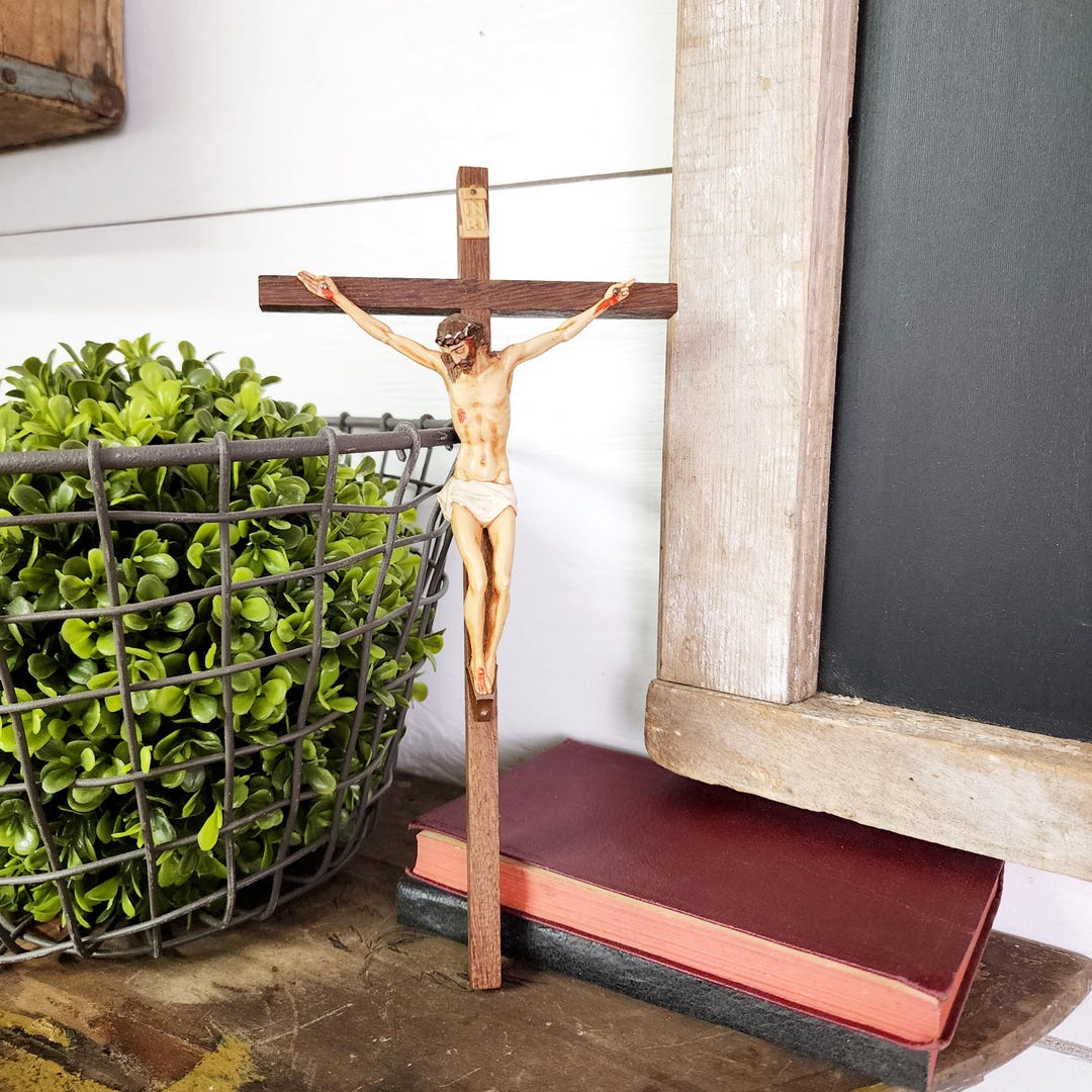 Vintage INRI Wood/plastic Crucifix, 9-3/4 Inches High, Wood Cross ...