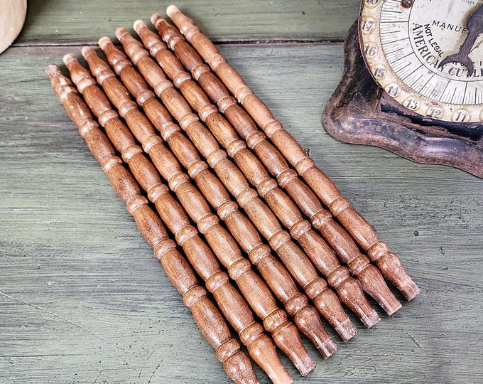 Vintage Salvaged Wood Spindles Set of Eight, Skinny Spindles, Supplies ...