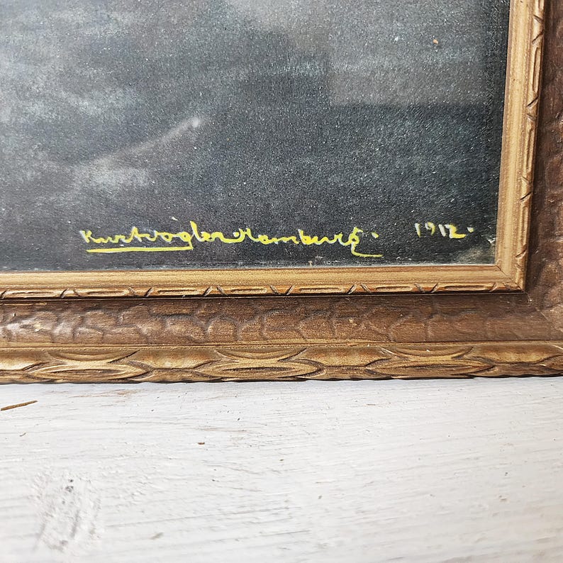 Vintage Framed Scenery Print With Glass Front, Dated 1912, Vintage ...