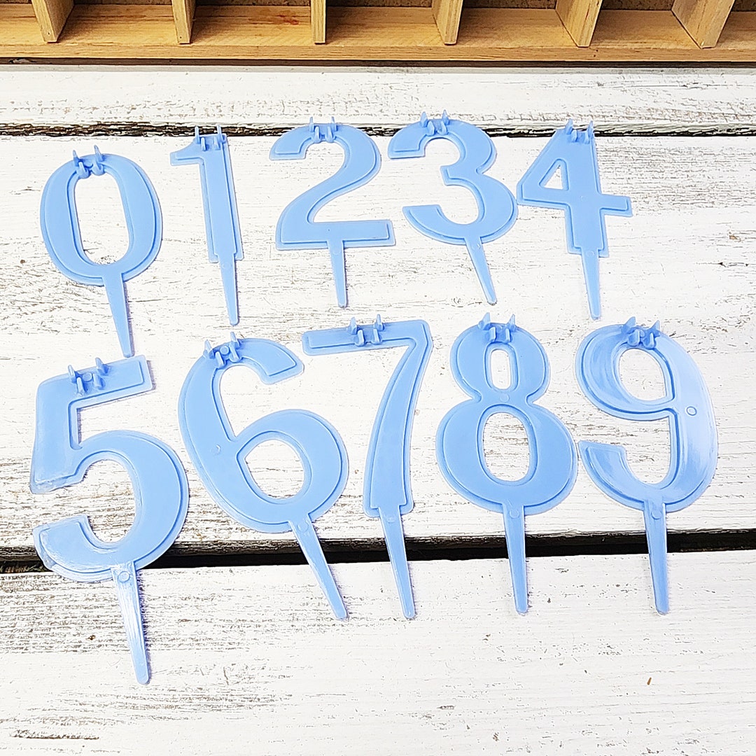 Vintage Blue Plastic Numbers, Birthday Cake Decorating Numbers, 0-9 ...