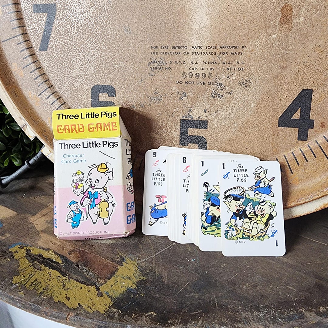 Vintage Three Little Pigs Character Playing Cards, Mini Cards Full Set ...