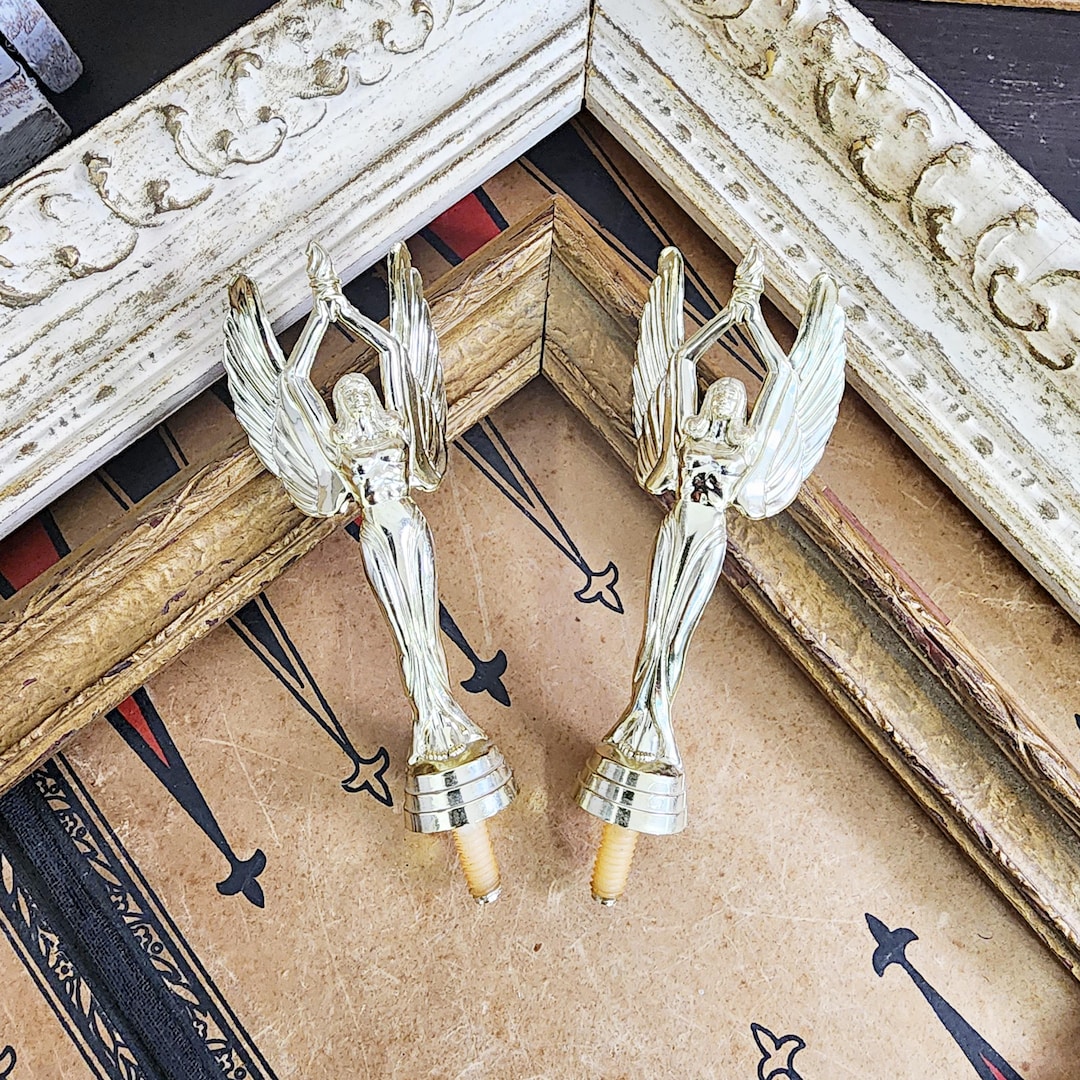 Pair of Salvaged Plastic Winged Lady Trophy Toppers, Vintage Toppers ...