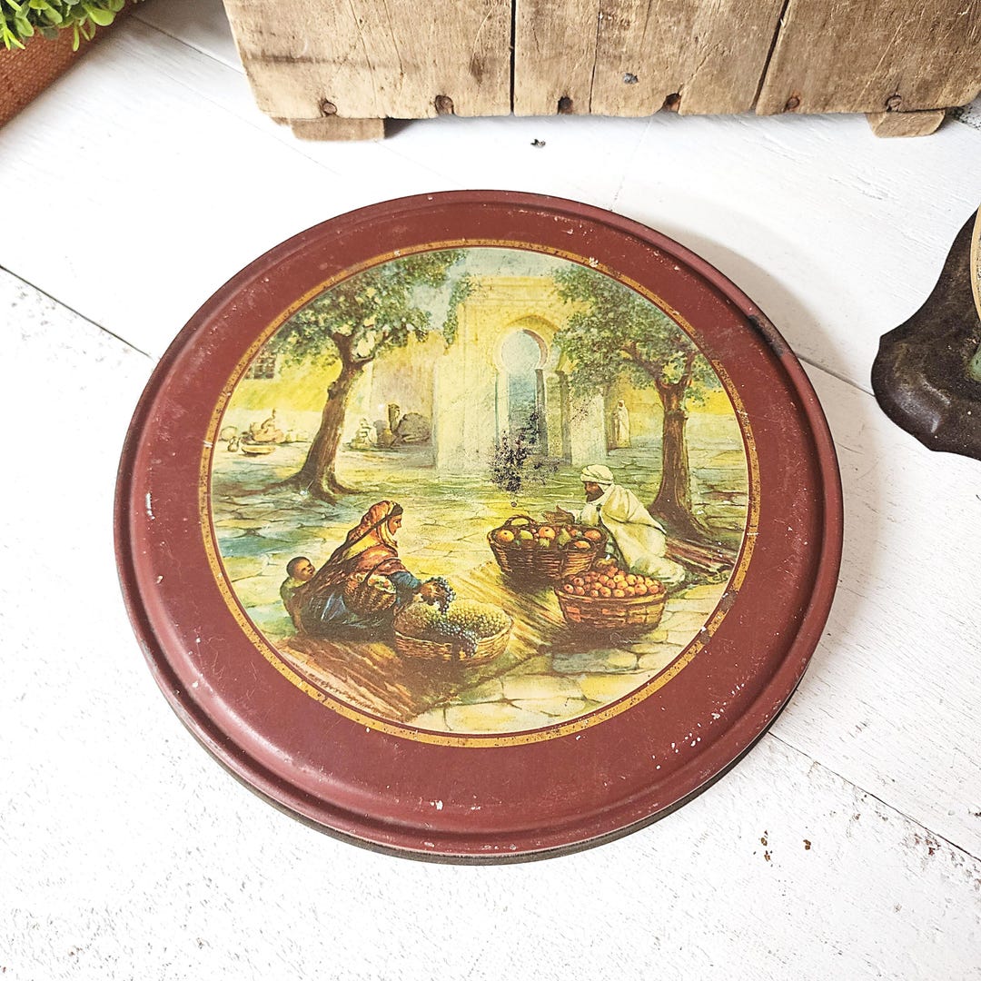 Vintage Canco Sweets Tin: Family & Fruit Graphics, Collectible Round ...