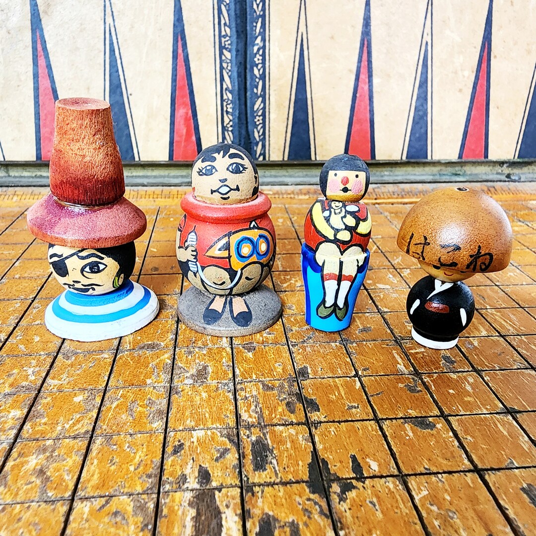 Four Little Wooden People Figures, Small Wood People Figures, Mixed ...