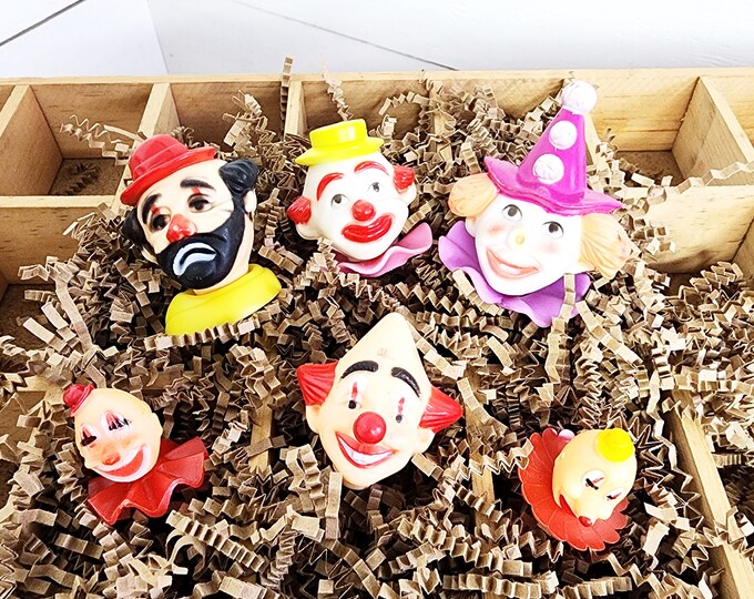 Plastic Clown Toppers, Mixed Set of Clowns, Missing Parts, Used ...