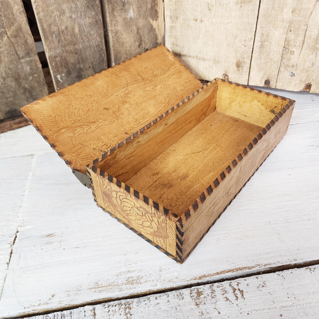 Vintage Wizard L.F. Grammes & Sons Pyrography Wood Box, Hinged ...
