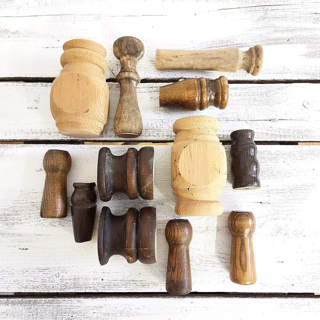 Salvaged Wood Spindle Pieces, One Dozen Pieces, Mixed Shapes and Sizes ...