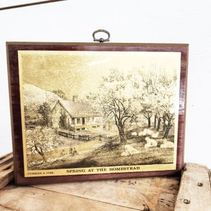 Vintage Currier and Ives Spring at the Homestead Foil Decor Plaque ...