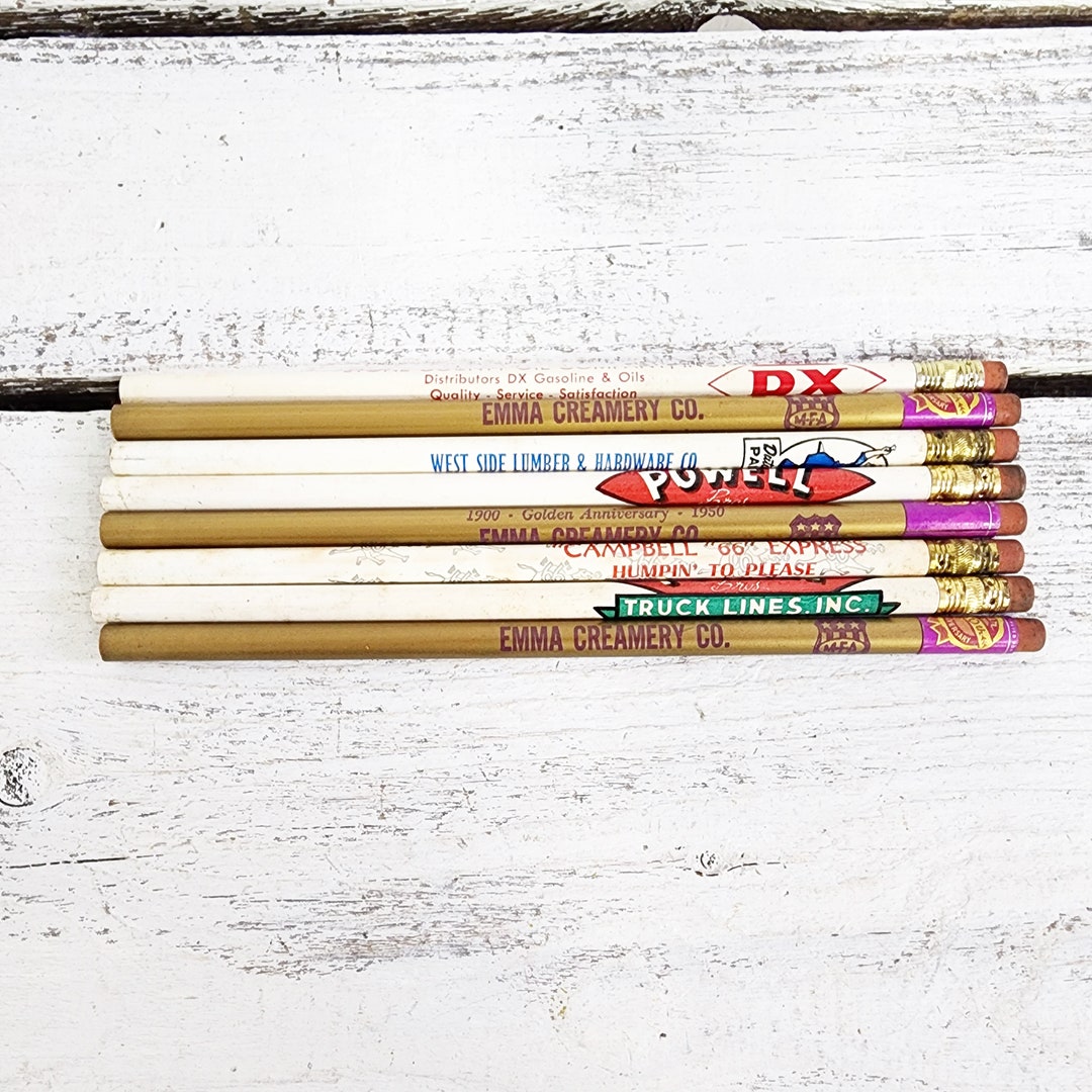 Vintage Advertising Pencils, Set of Eight, Mixed Advertisements ...