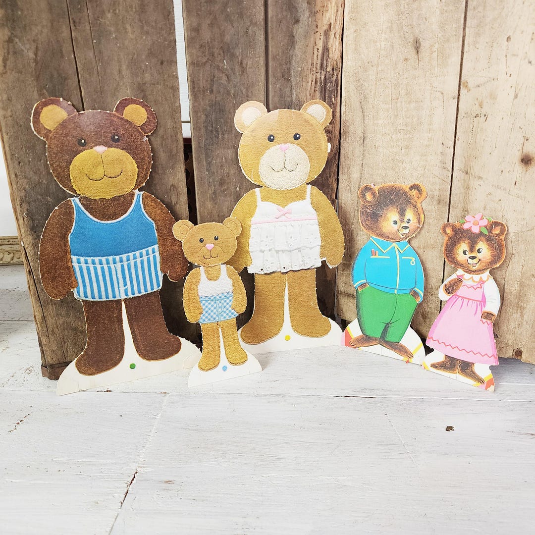 Vintage Paper Bear Ephemera, Set of Five Paper Bear Cutouts, Aged Paper ...