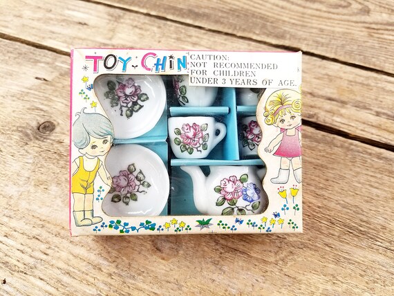Vintage Toy China Tea Set Pretend Play China Dishes Made in - Etsy