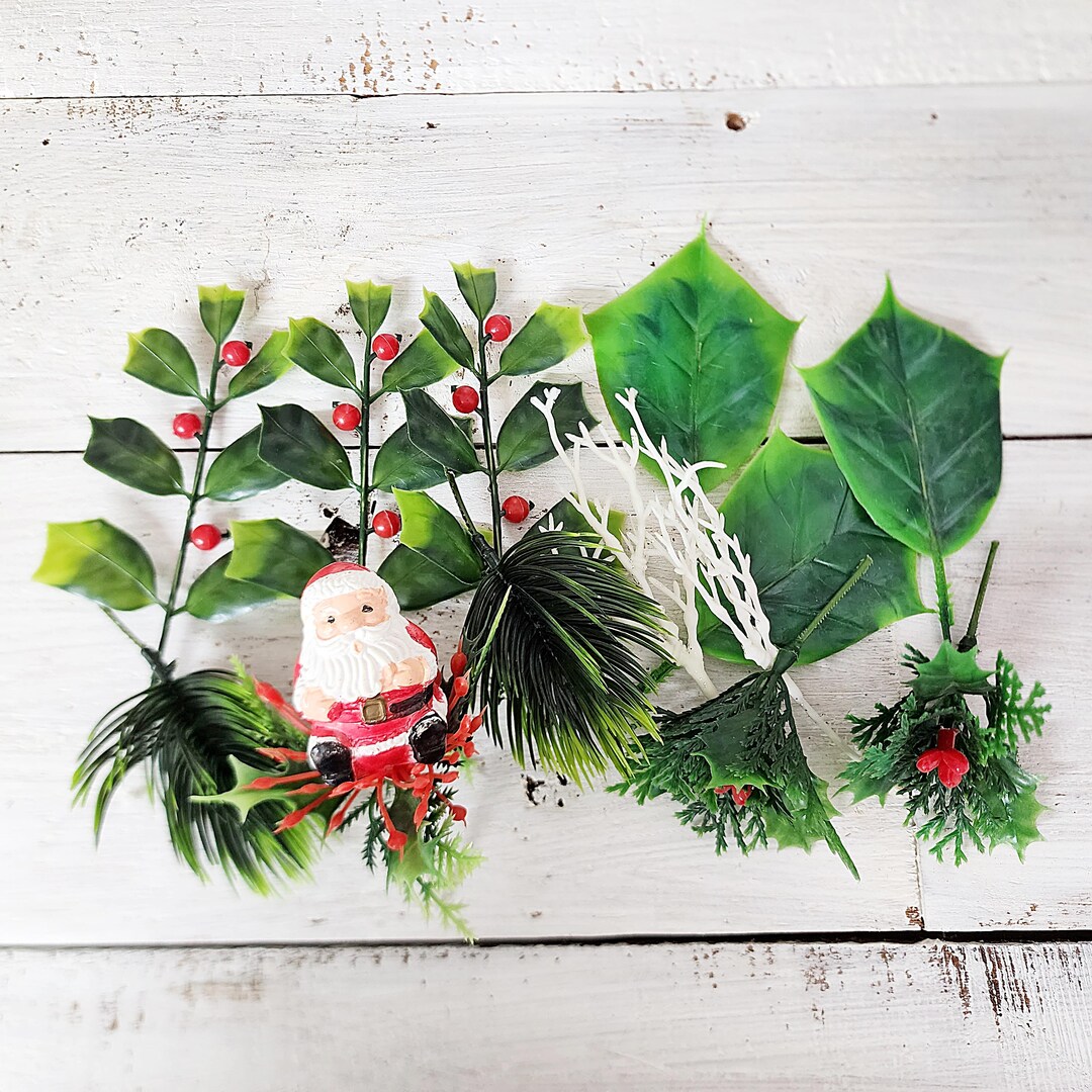 Vintage Plastic Christmas Floral Picks, Plastic Santa Pick, Floral ...