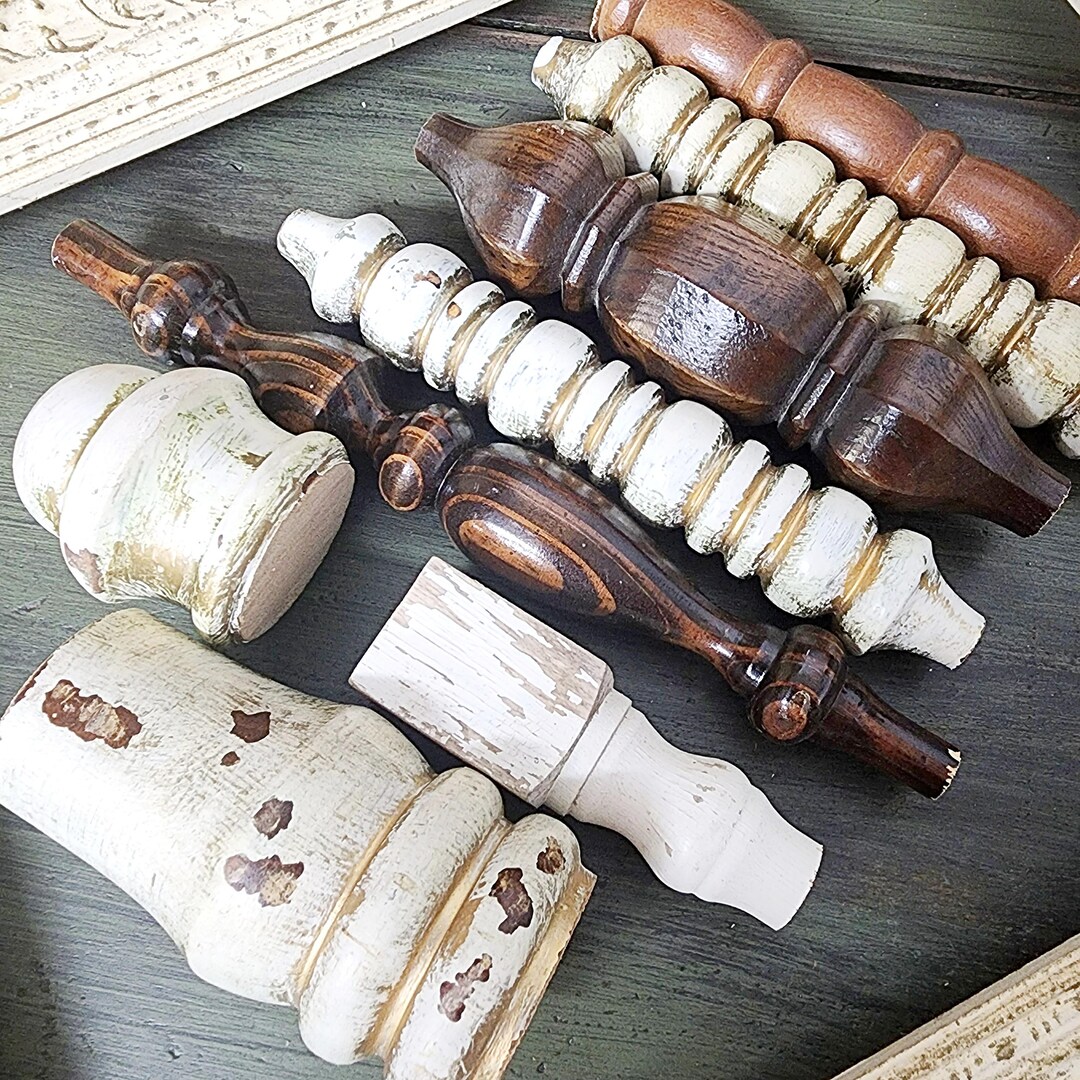 8 Salvaged Spindle Pieces, Mixed Shapes and Sizes, DIY, Craft Supplies ...