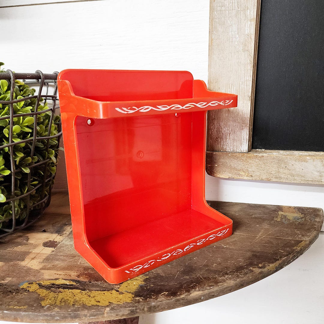 Vintage Lustro Ware Cabinet in Red, Small Plastic Wall Shelf, Aged ...