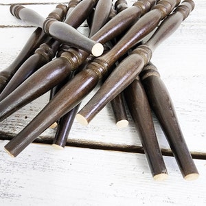 Salvaged Skinny Wood Spindles, Set of Eleven, Vintage Ornate Spindles ...