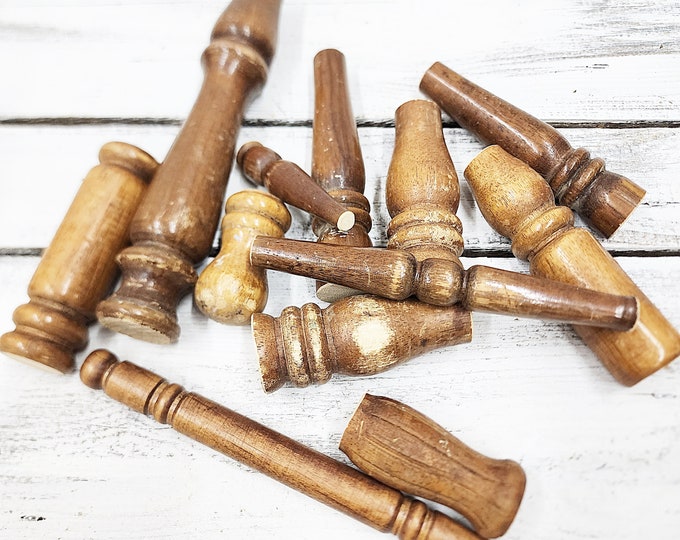 Salvaged Wood Spindles, Set of Nine Long Spindles, Vintage, DIY ...