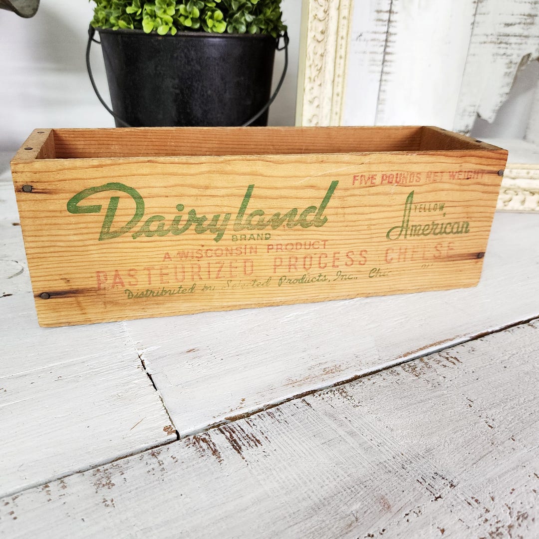 Vintage Dairyland Cheese Box, Five Pound Size, Large Wood Cheese Box ...