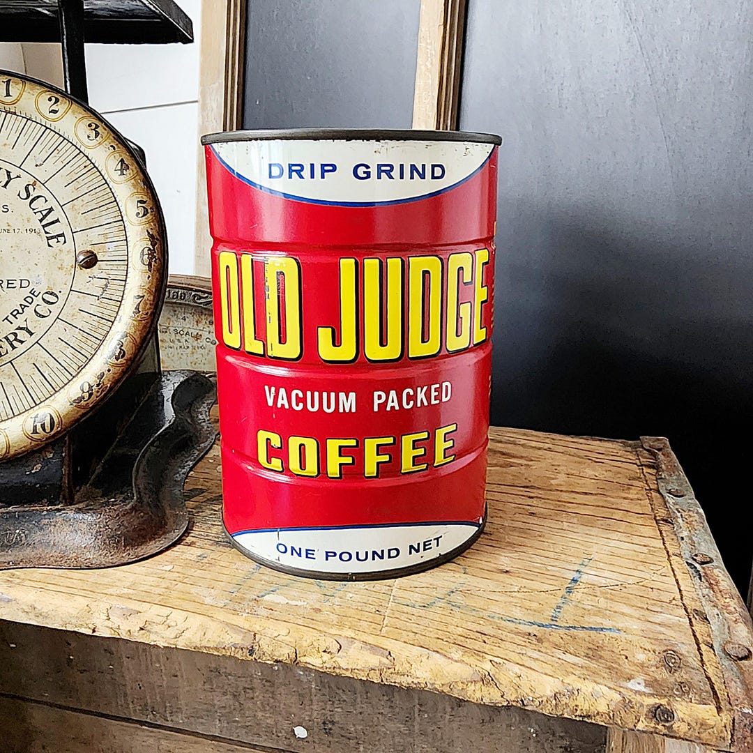 Vintage Old Judge Coffee Tin No Lid, One Pound Size, Canco Tin,aged ...
