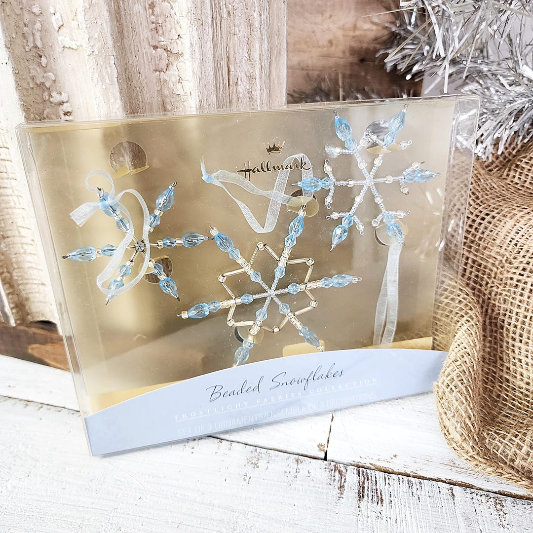 Vintage Hallmark Beaded Snowflakes Frostlight Faeries Collection, Blue ...