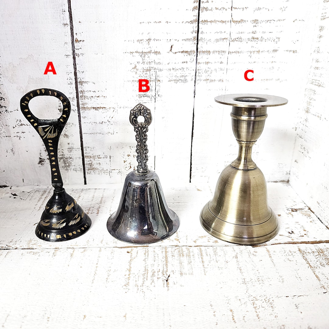 Choice Bell - Black/gold Etched Metal Bell, Silver Ornate Metal Bell ...