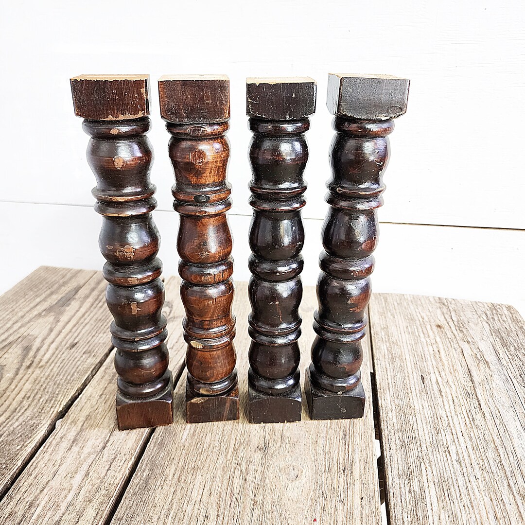 Salvaged Wood Spindles, Set of Four, Chippy and Aged, Approx 11-3/8 ...