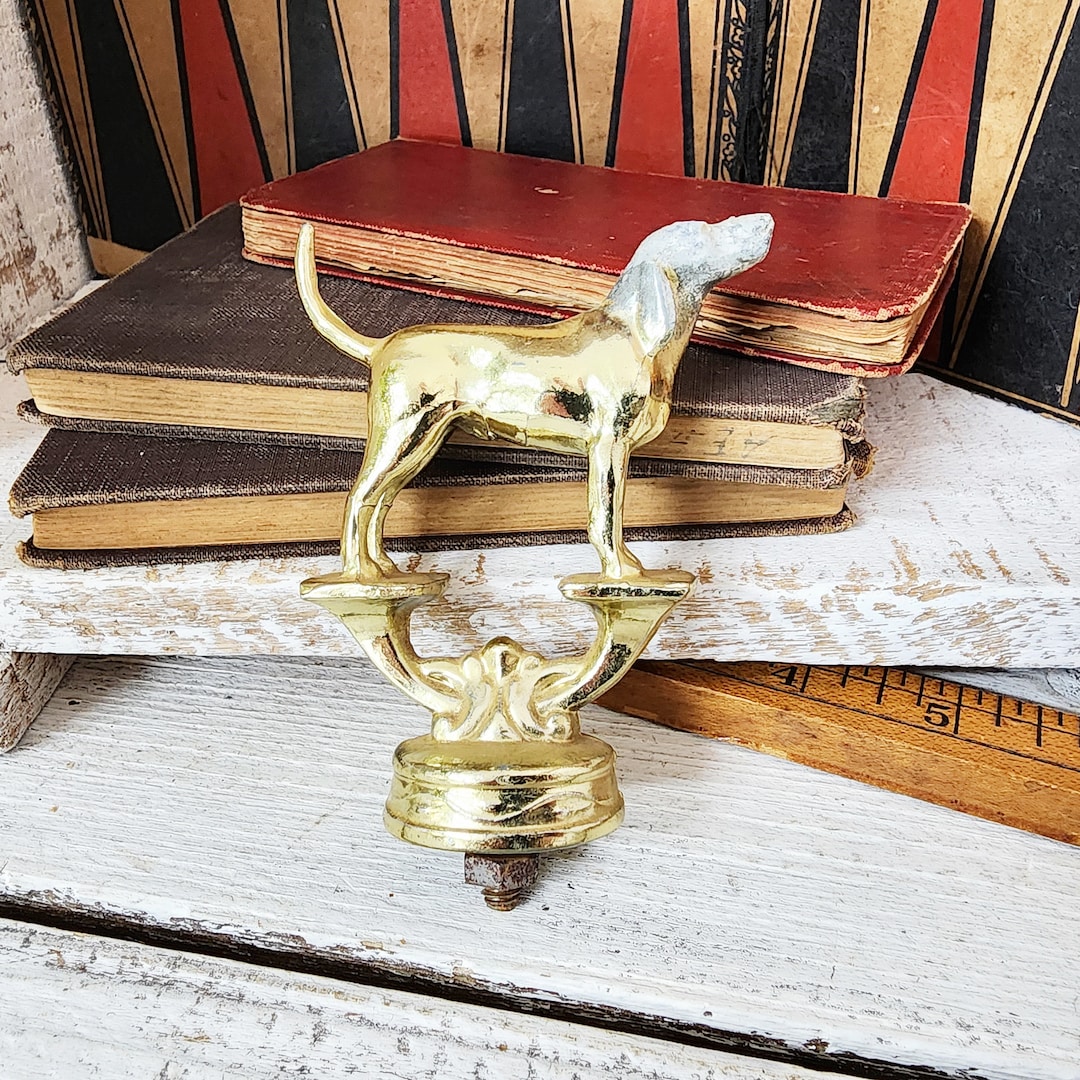 Vintage Metal Dog Trophy Topper, Gold in Color, Aged, Salvaged Trophy ...