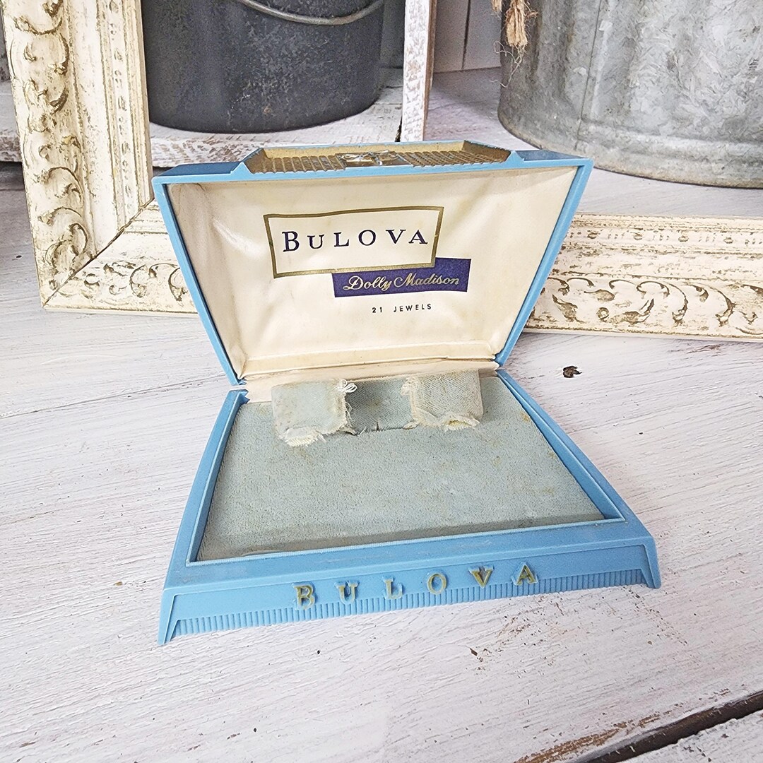 Vintage Bulova Watch Case, Blue Plastic Bulova Watch Case, Tattered ...