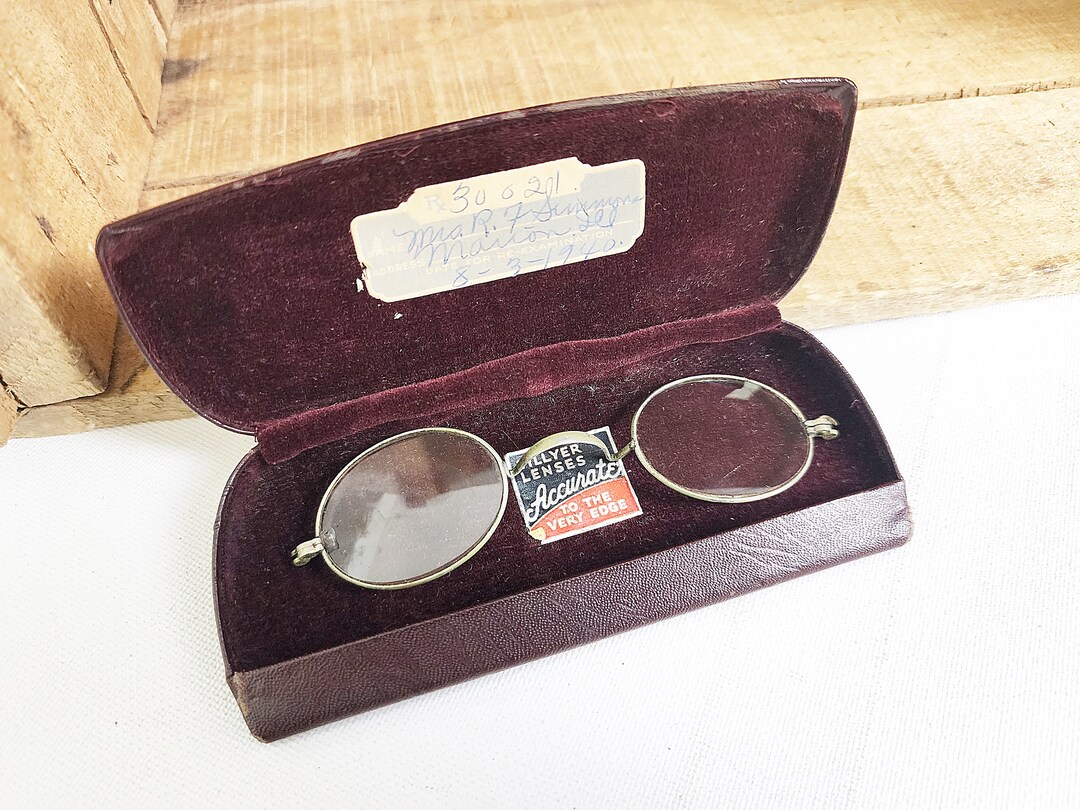 Vintage Eyeglasses and Case, Incomplete Eyeglasses (no Temples ...