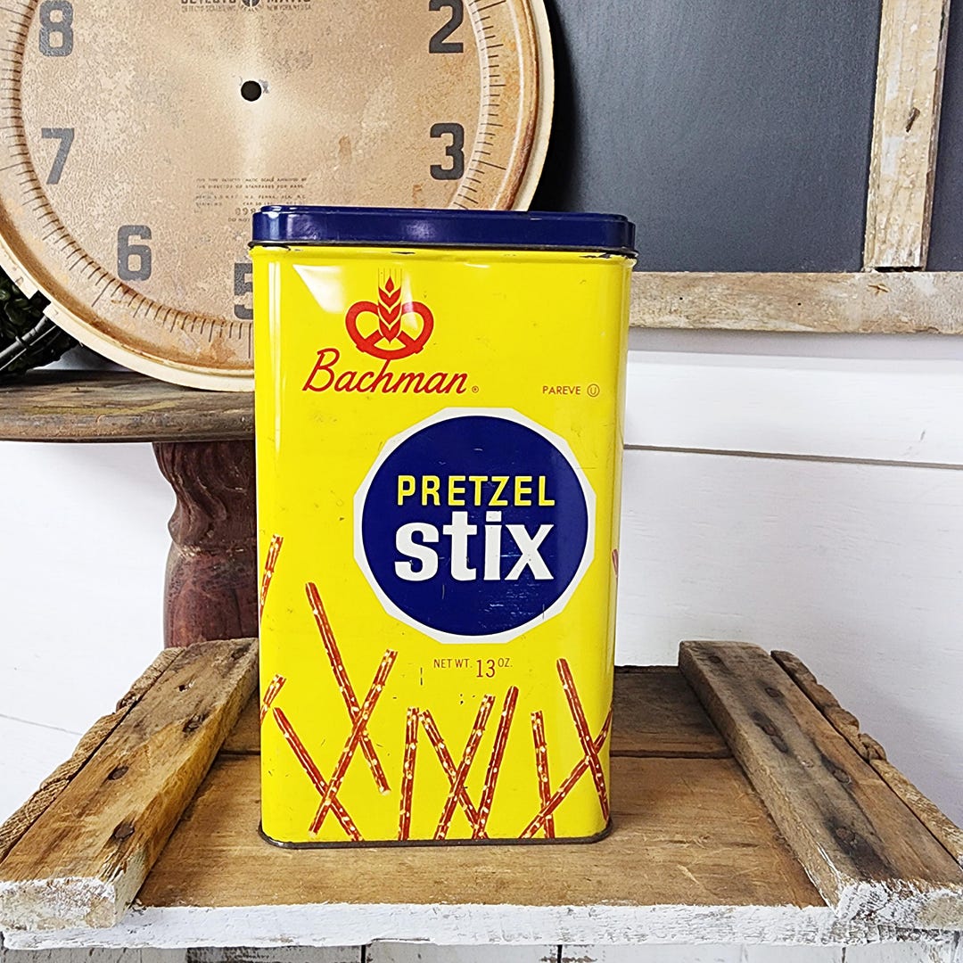 Vintage Bachman Pretzel Stix Tin, 13 Ounce Size Tin, No Contents ...