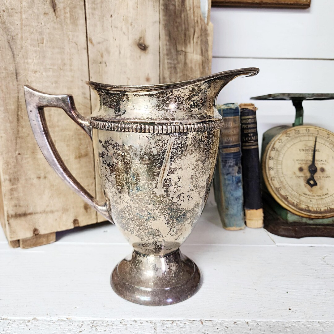 Vintage Silverplate Pitcher: Tarnished Home Accent, Kitchen Decor - Etsy