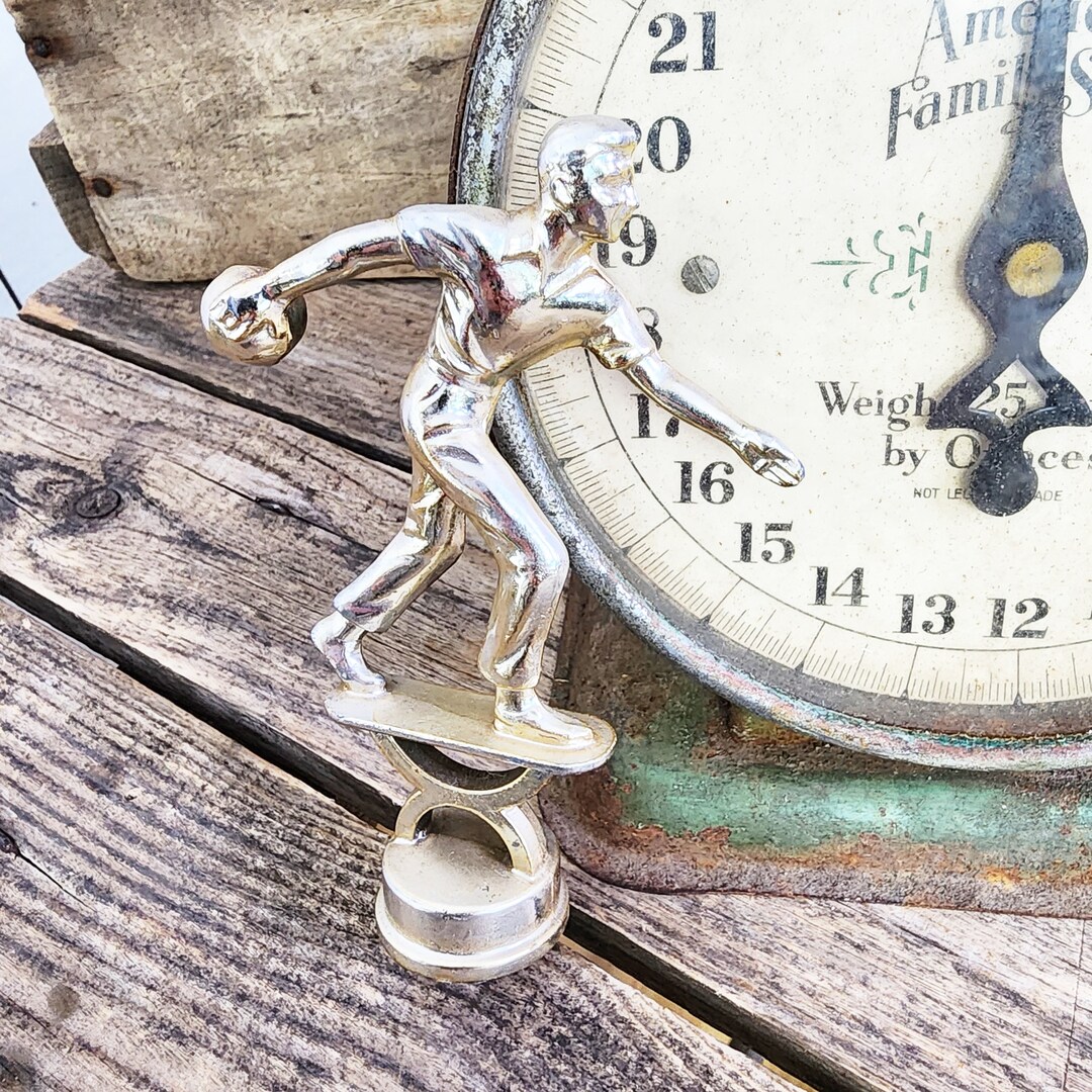 Vintage Metal Bowling Trophy Topper: Muted Silver Dodge Inc. Art Supply ...