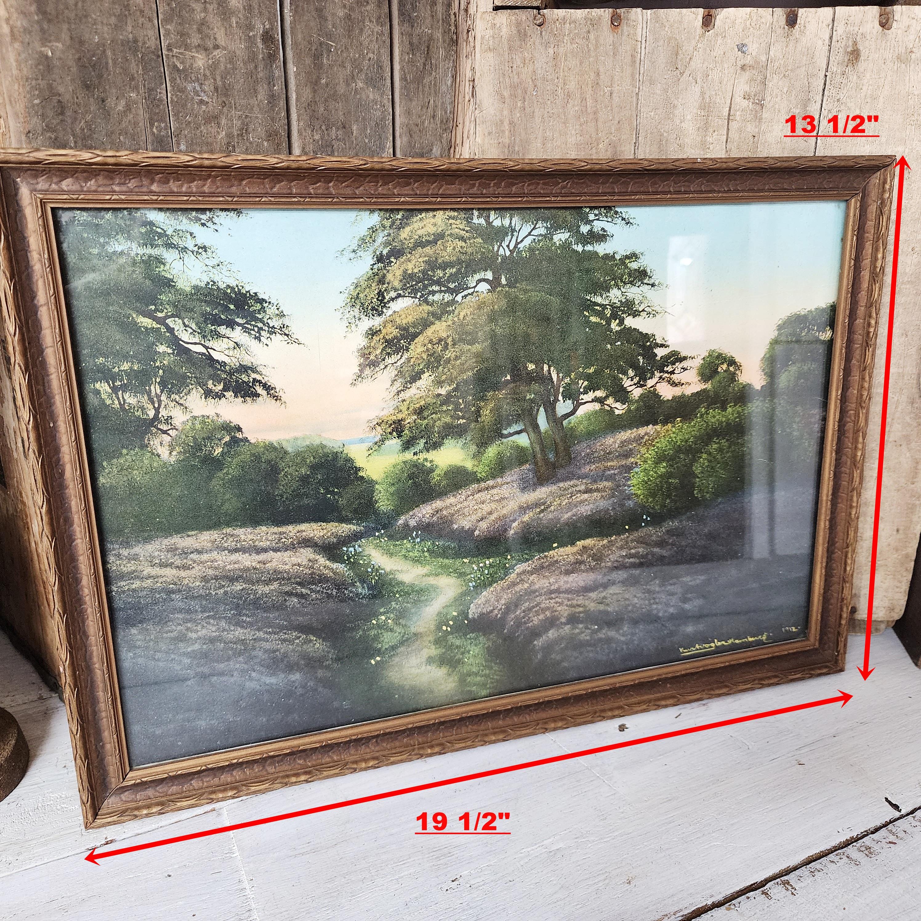 Vintage Framed Scenery Print With Glass Front, Dated 1912, Vintage ...
