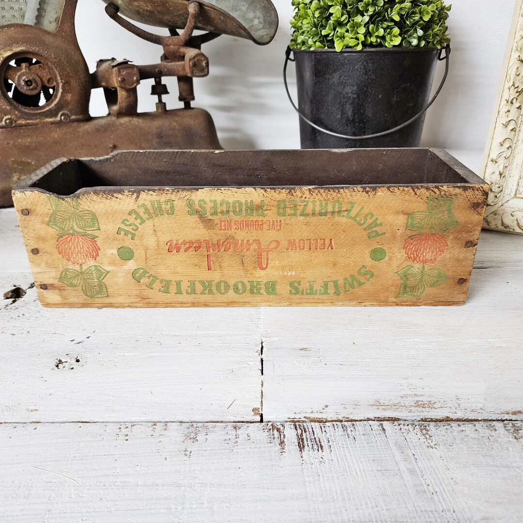 Vintage Swift's Brookfield Cheese Box, Five Pound Size, Large Wood ...