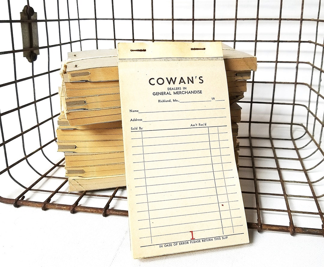 Vintage Duplicate Receipt Book, General Merchandise Receipt Book ...