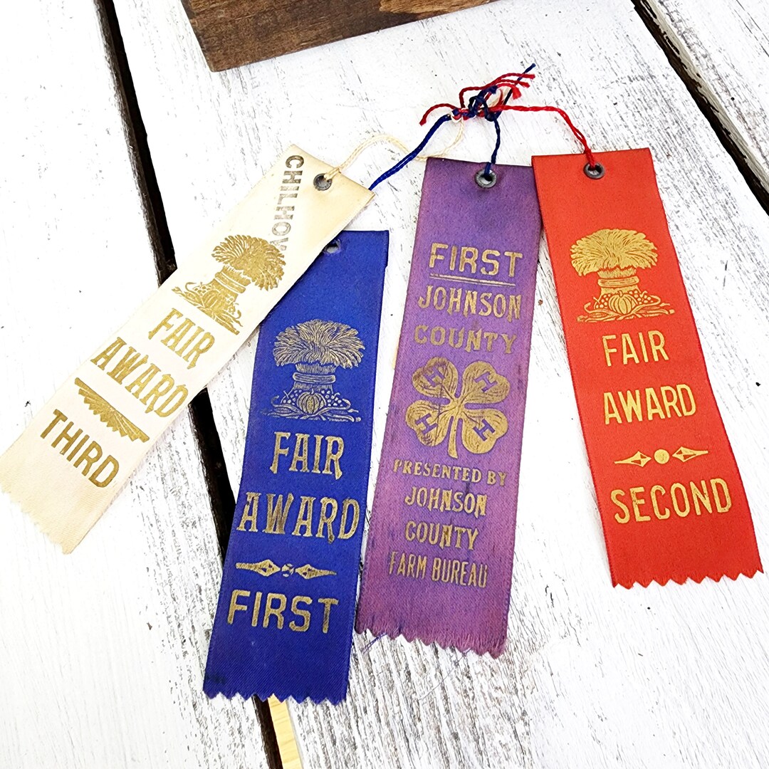 Vintage County Fair Ribbons, Set of Four 1949 County Fair Award Ribbons ...
