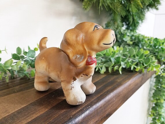 Home Decor Puppy Dog Figurine Vintage Ceramic Dog Aged Knick Knack ...