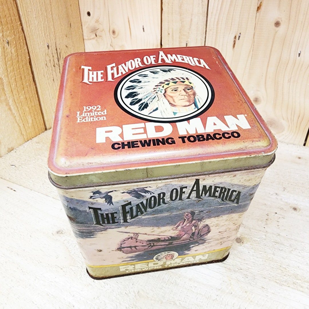 Vintage 1992 Redman Chewing Tobacco Tin, Rusty, Aged, Collectible Tin ...