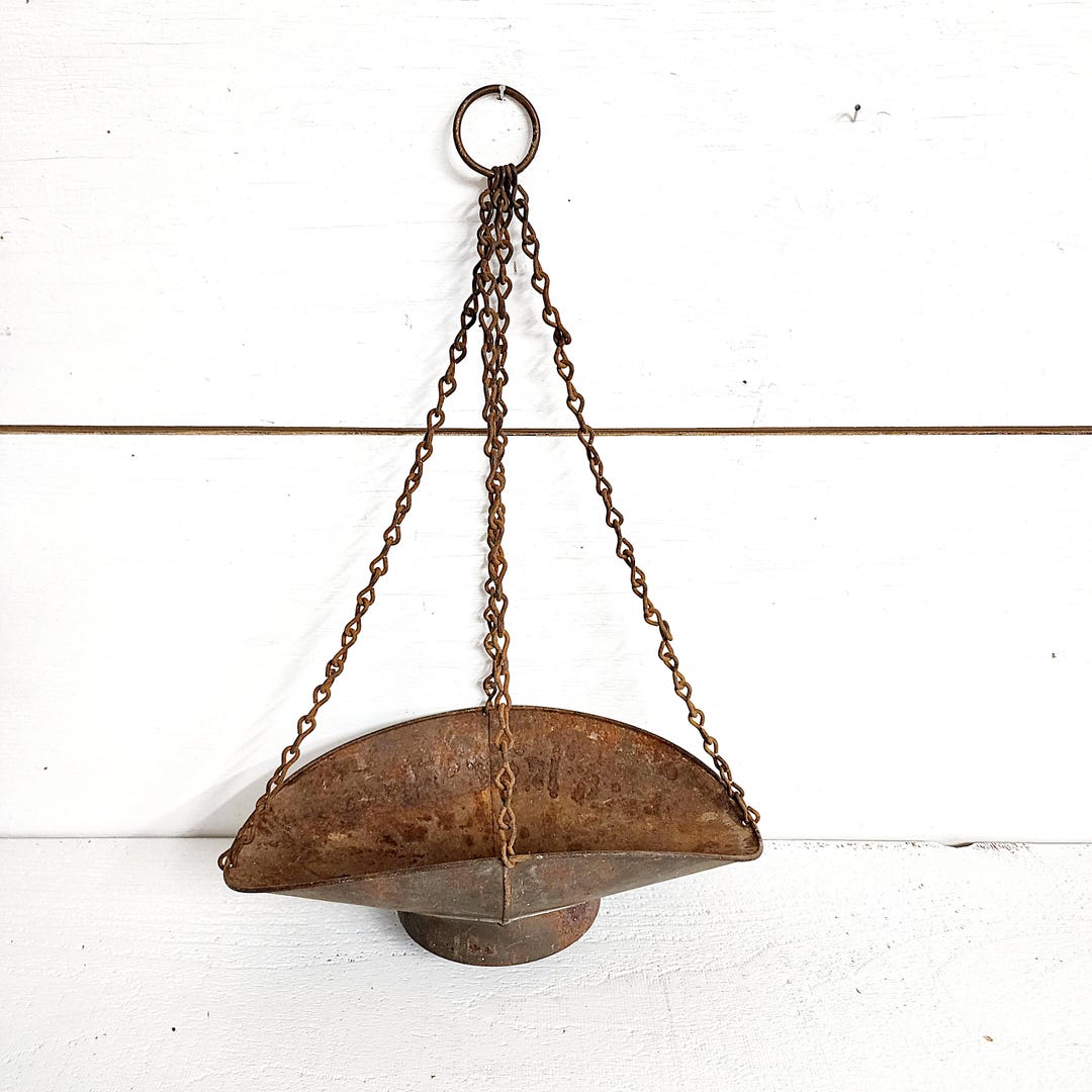 Vintage Hanging Scale Weighing Tray, Rusty Metal Scale Pan, Farmhouse ...
