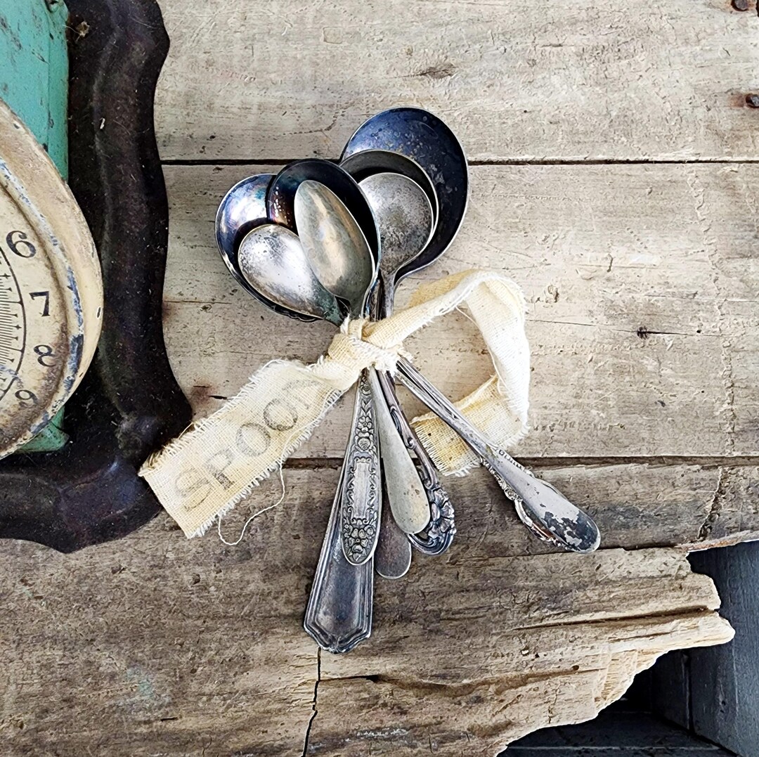Vintage Spoon Assortment, Set of Seven Mismatched Spoons, Altered Art ...