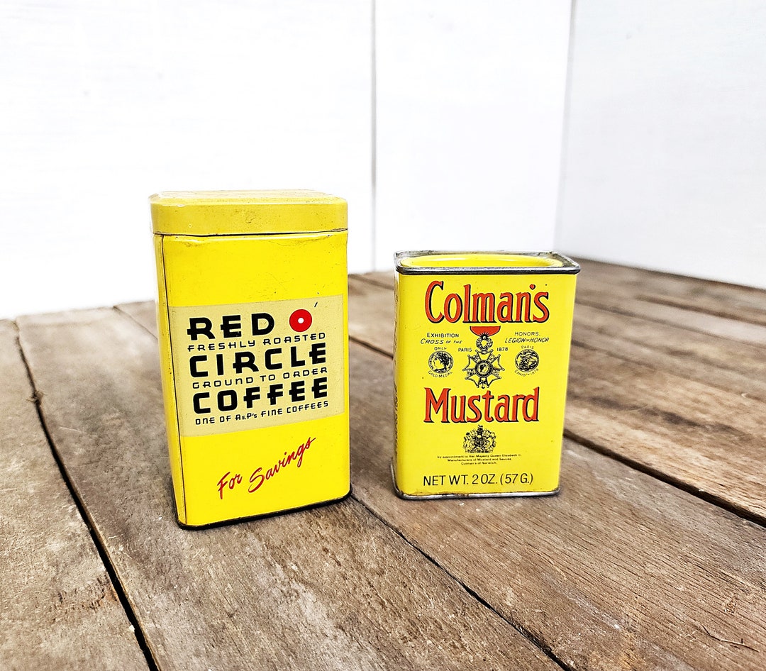 Vintage Tins, Colman's Mustard Tin, Red Circle Coffee Tin, Set of Two ...