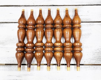 Salvaged Skinny Wood Spindles, Set of Eleven, Vintage Ornate Spindles ...