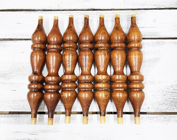 Salvaged Skinny Wood Spindles, Set of Eleven, Vintage Ornate Spindles ...