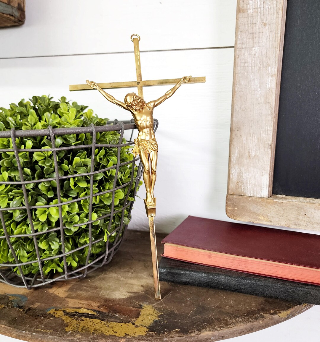 Vintage INRI Metal Crucifix, Gold in Color, 9-7/8 Inches High, Metal ...