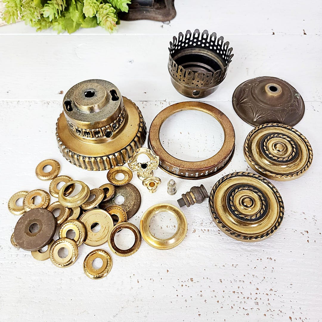 Vintage Metal Lamp Part Assortment: Salvaged Lamp Pieces - Etsy