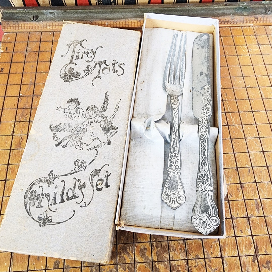 Tiny Tots Child's Utensil Set, Missing Spoon, Very Old Set of Child's ...