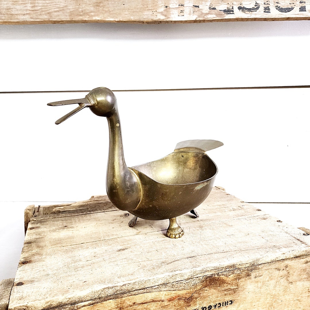Large Vintage Brass Duck Bowl/container, Made in India, Aged, Home ...