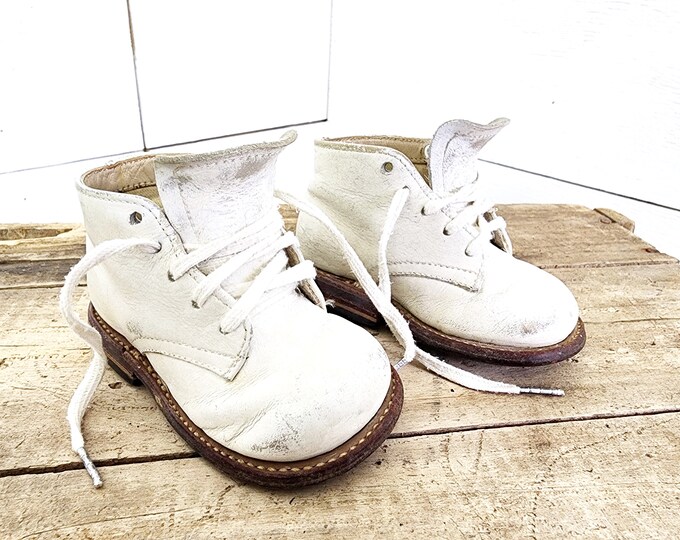 Vintage Tarso Medius Leather Baby Shoes, 3C, Aged, Newer Shoelaces, Old ...
