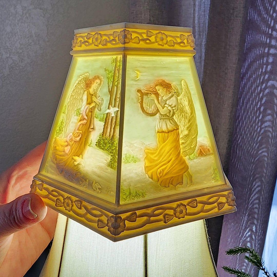 Vintage Angel Lamp Shade - Illuminating, Plastic, 6 Sided Shade ...