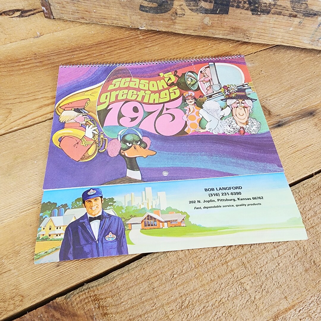 1975 Amoco Seasons Greetings Gas Station Calendar, Standard Oil ...