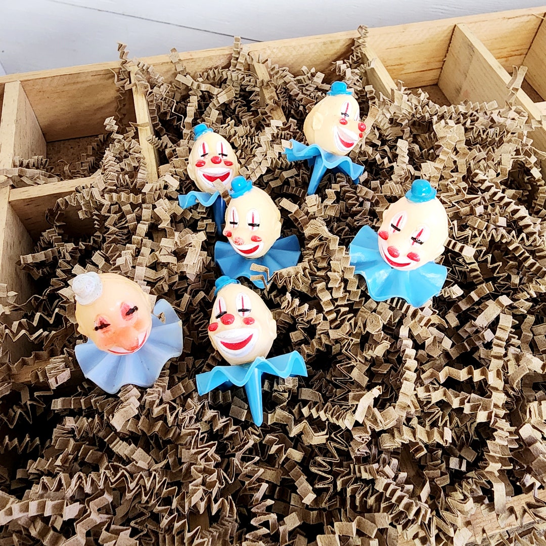 Wilton Plastic Clown Toppers, Set of Six, Blue, Used, Altered Art ...